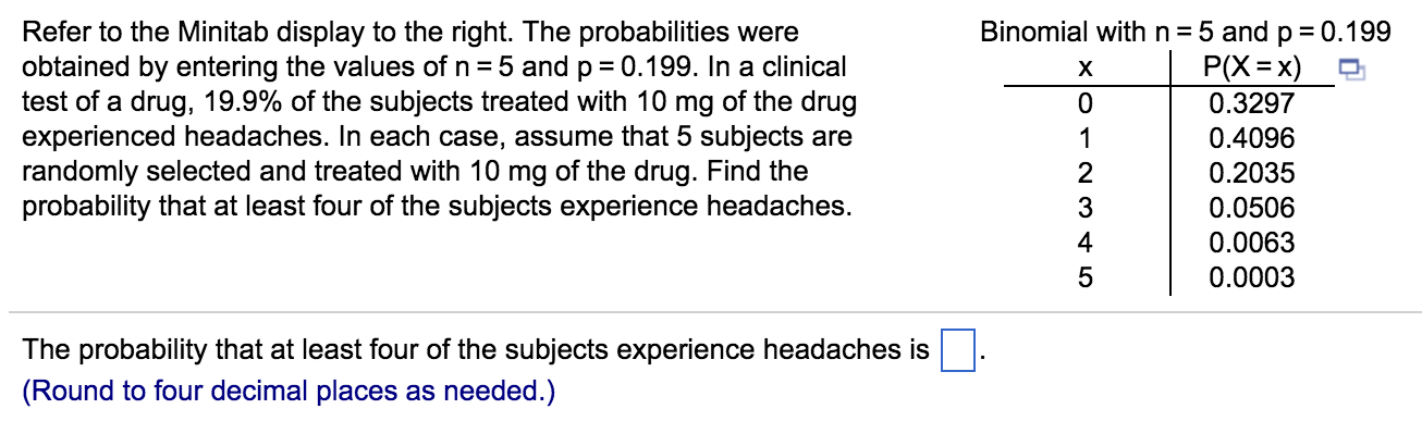 Solved Refer to the Minitab display to the right. The | Chegg.com