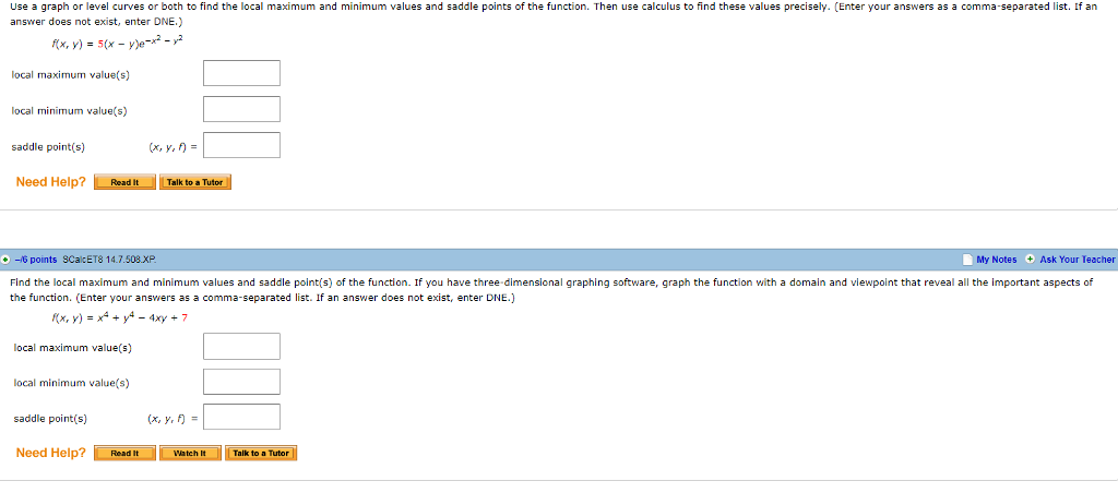 Solved Use a graph or level curves or both to find the local | Chegg.com
