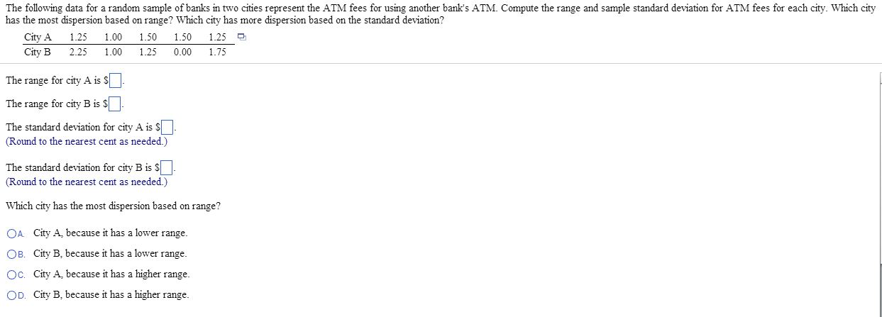 Solved The following data for a random sample of banks in | Chegg.com