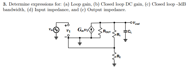 Solved 3. Determine expressions for: (a) Loop gain, (b) | Chegg.com