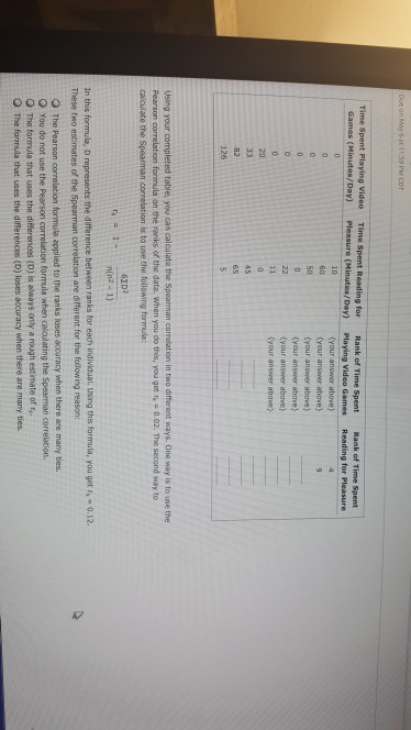 Solved Attempts: Average: 10 9. The Spearman correlation Aa | Chegg.com