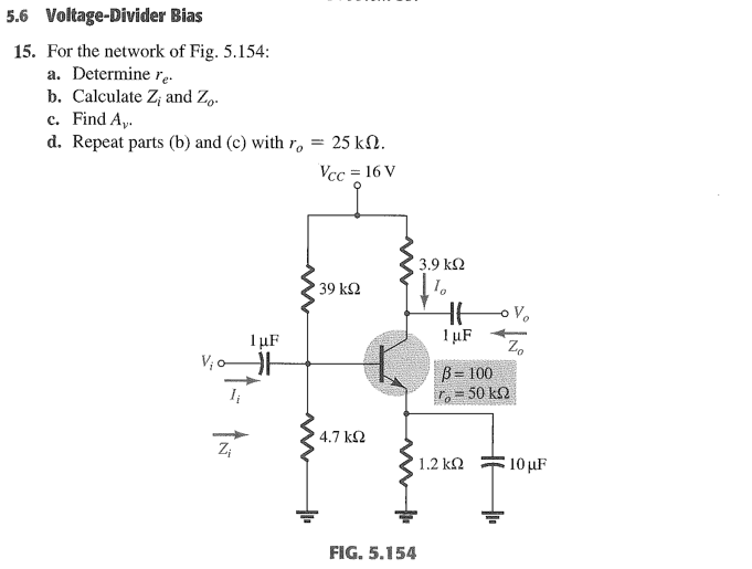 Solved 5 6 Voltage Divider Bias 15 For The Network Of Fig