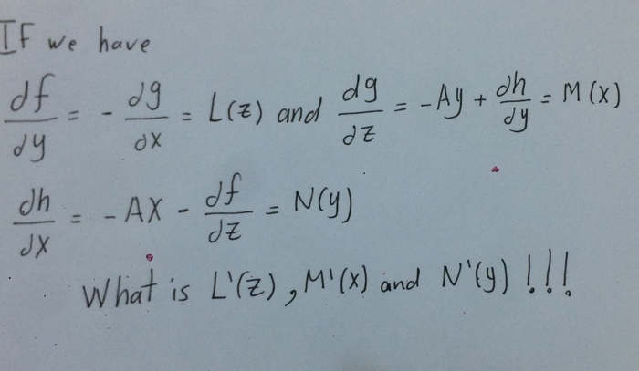 If we have df/dy = -dg/dx = L and dg/dz = -Ay + | Chegg.com