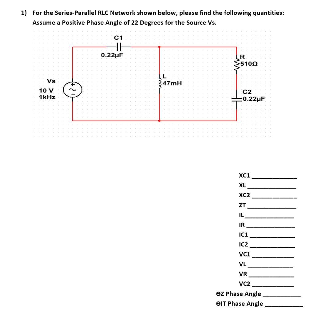 Solved For the Series-Parallel RLC Network shown below, | Chegg.com