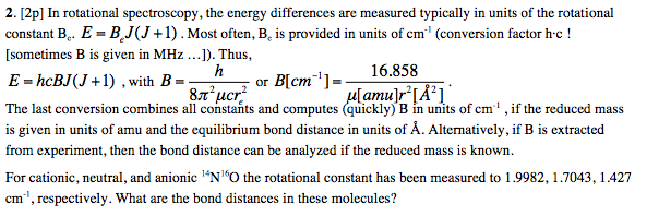 Solved In rotational spectroscopy, the energy differences | Chegg.com