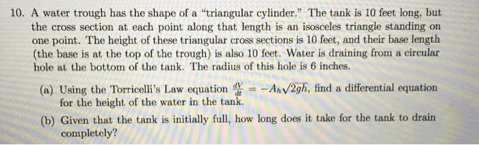 Solved A water trough has the shape of a "triangular | Chegg.com