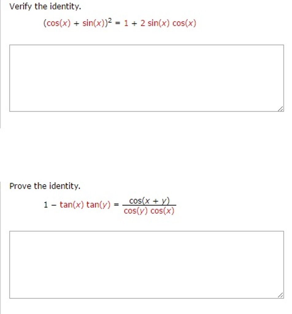 Solved Verify the identity. (cos(x) + sin(x))^2 = 1 + 2 | Chegg.com
