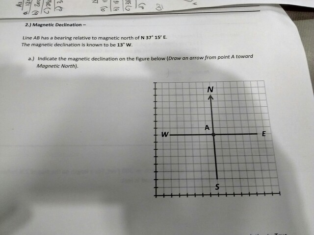 Solved 2.) Magnetic Declination- Line AB has a bearing | Chegg.com