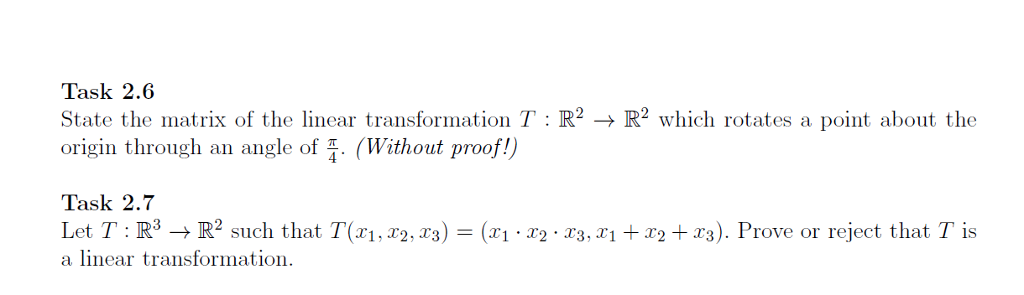 Solved ask 2.6 State the matrix of the linear transformation | Chegg.com
