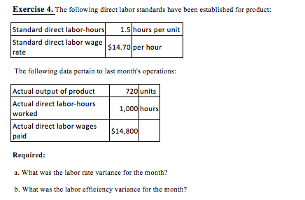 Solved Exercise 4.The following direct labor standards have | Chegg.com