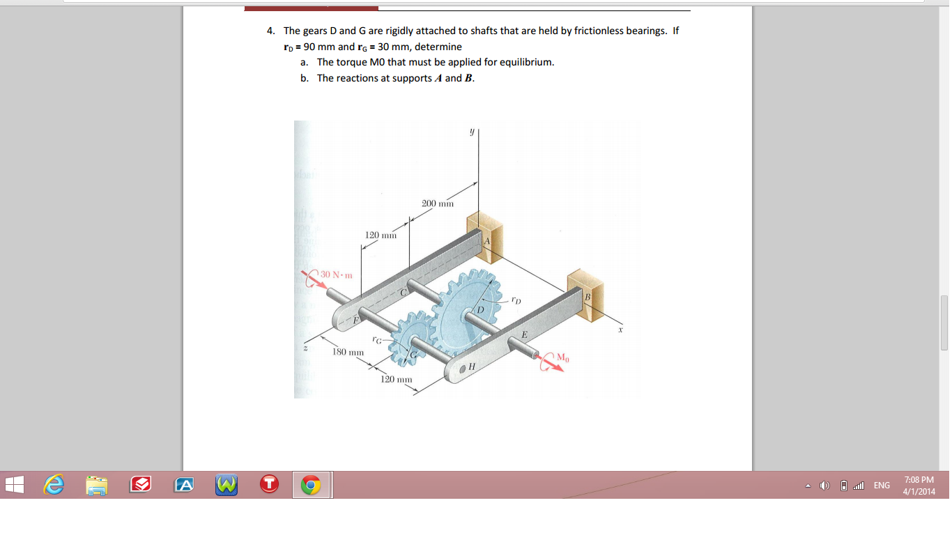 Solved The gears D and G are rigidly attached to shafts that | Chegg.com