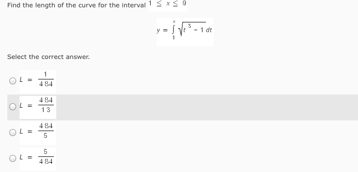 Solved Find the length of the curve for the interval 1 | Chegg.com