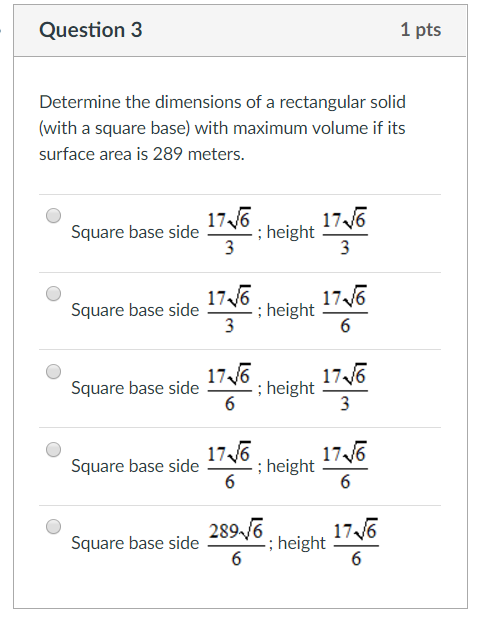 Solved Determine the dimensions of a rectangular solid (with | Chegg.com