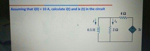 Solved Assuming that i(0) = 10 A, calculate i(t) and ix(t) | Chegg.com
