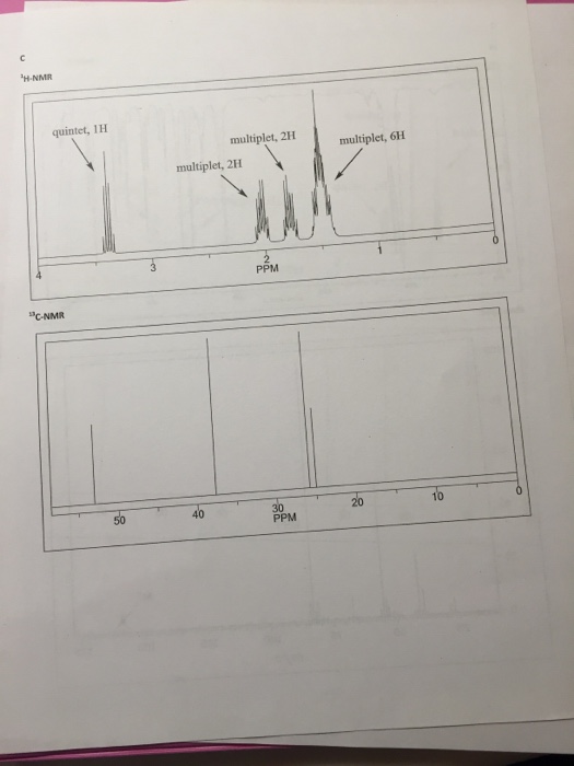 Solved H-NMR quintet, 1H multiplet, 2H multiplet, 6H | Chegg.com