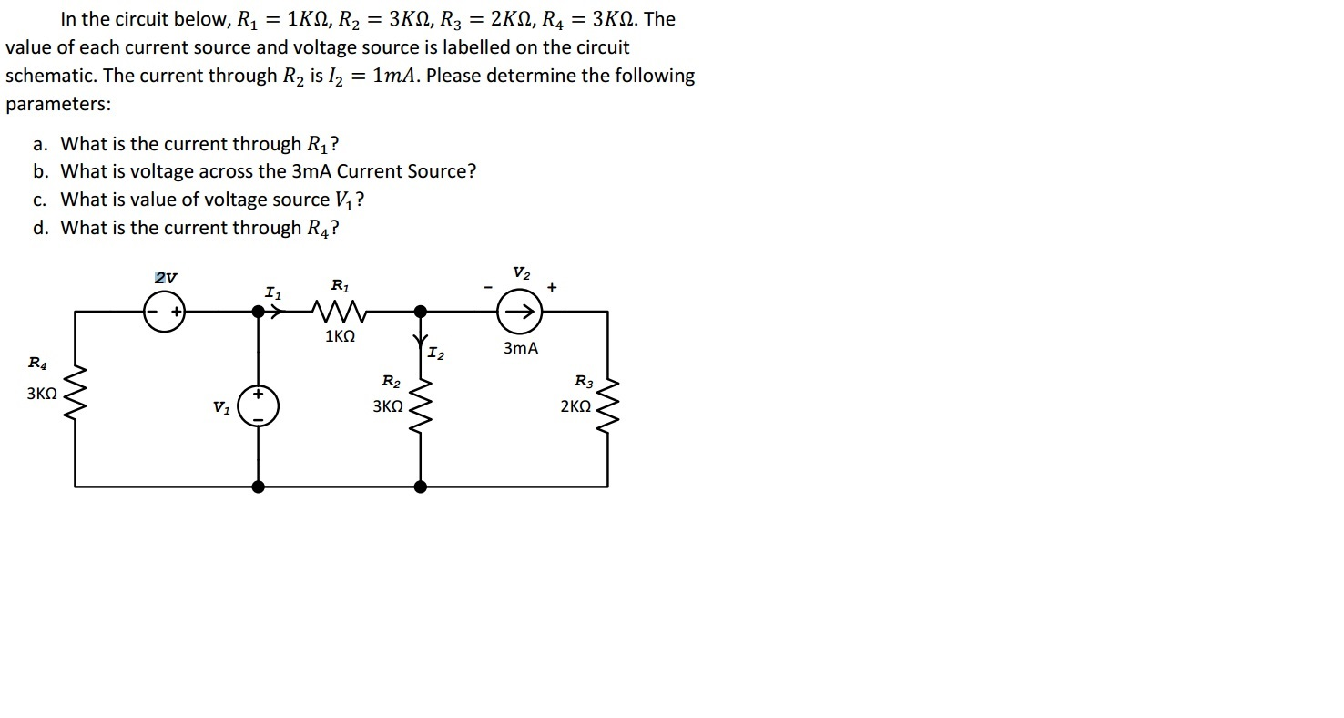 Solved In the circuit below, R1 = 1 kilo ohm, R2 = 3 Kilo | Chegg.com