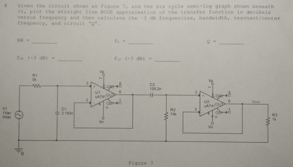 Solved 8 Given the circuit shown as Figure 7, and the six | Chegg.com