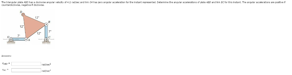 Solved The triangular plate ABD has a clockwise angular | Chegg.com