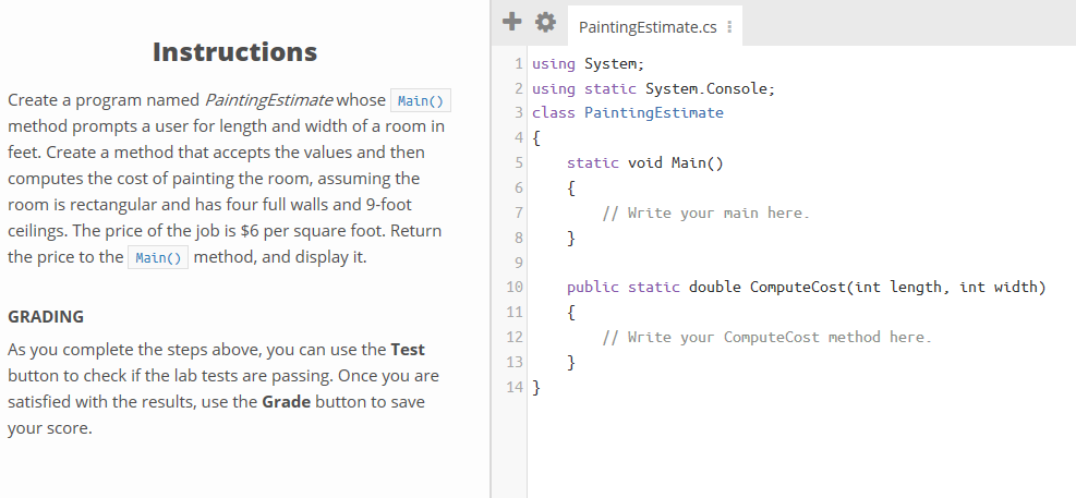 Solved PaintingEstimate.cs Instructions Create a program | Chegg.com
