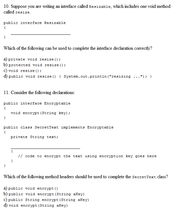 Solved 6 Consider The Following Class Hierarchy Public 