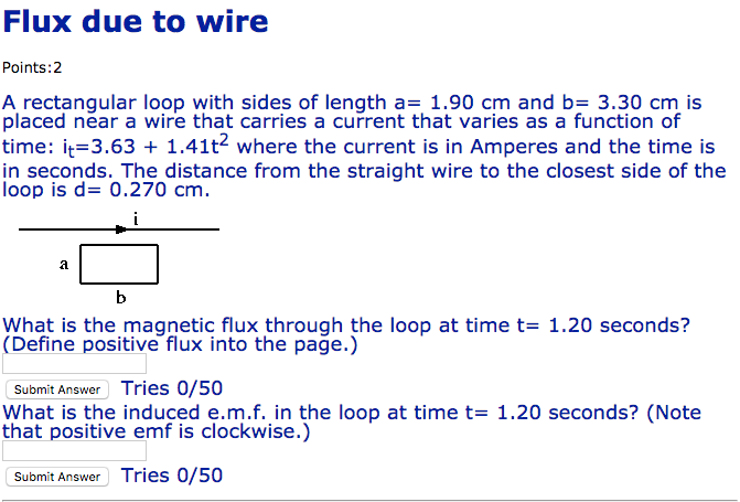 Solved Flux Due To Wire Points2 A Rectangular Loop With