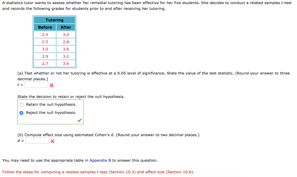 Solved A statistics tutor wants to assess whether her | Chegg.com