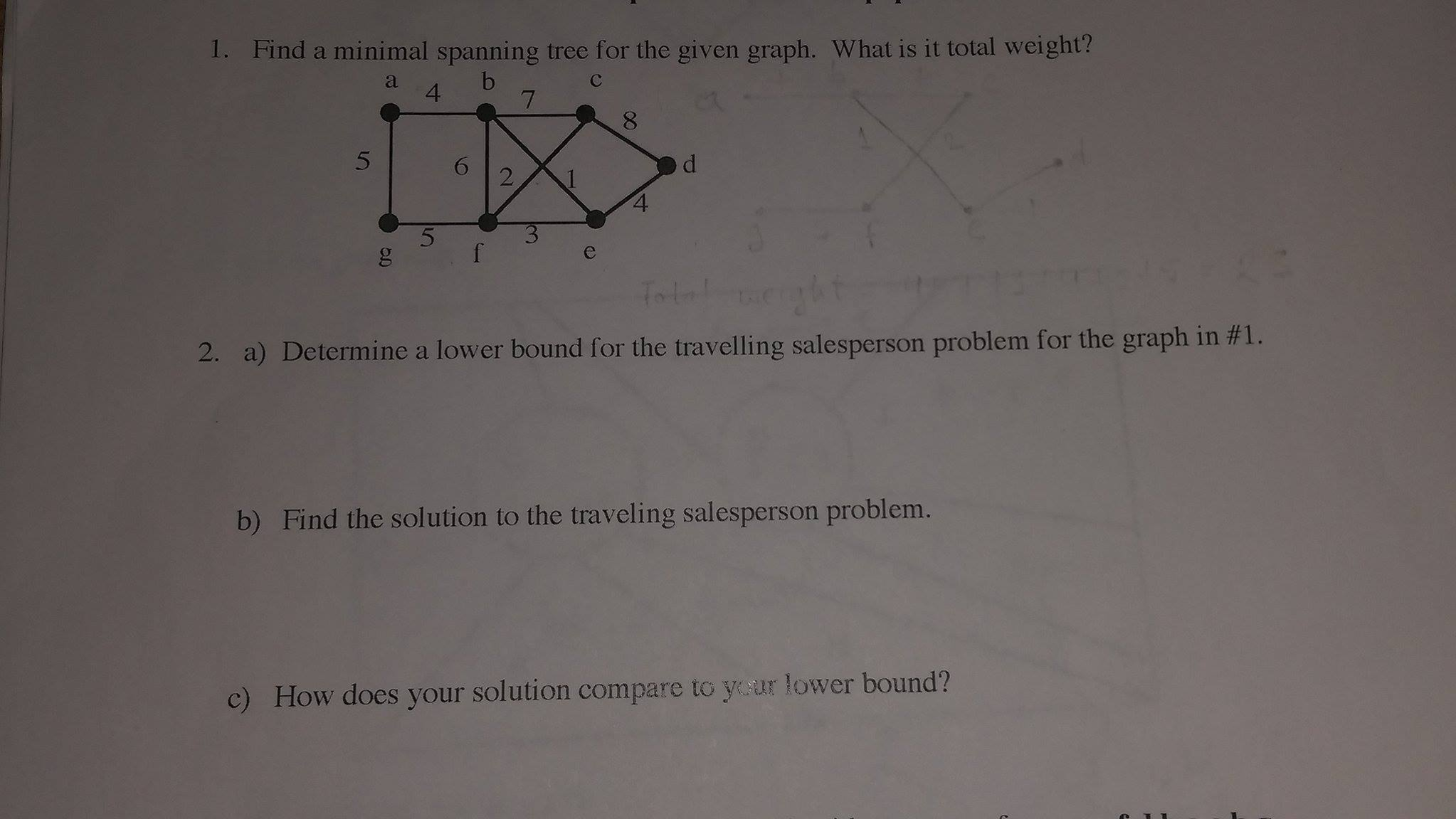 Solved Discrete Mathematics 1 A Find A Minimal Spanning Chegg