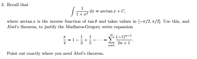 Solved Recall That Integral 1 1 X 2 Dx Arctan X C Chegg solved-recall-that-integral-1-1-x-2-dx-arctan-x-c-chegg