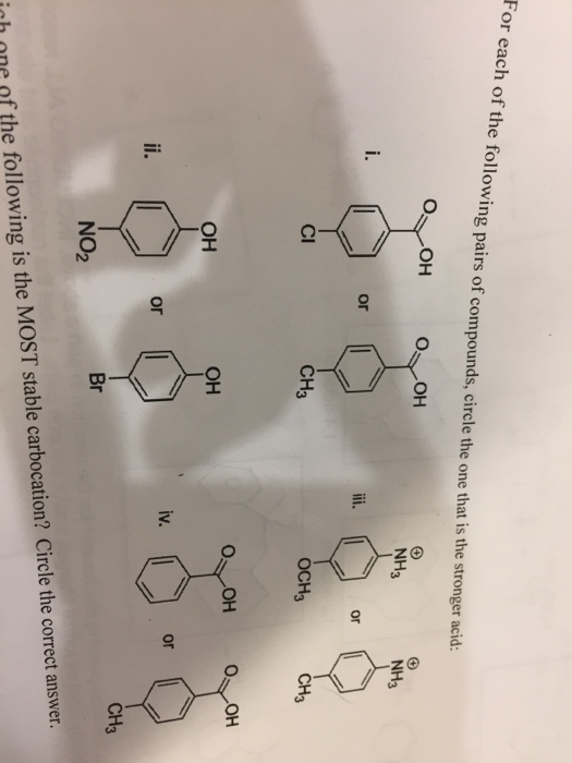 Solved For each of the following pairs of compounds, circle | Chegg.com