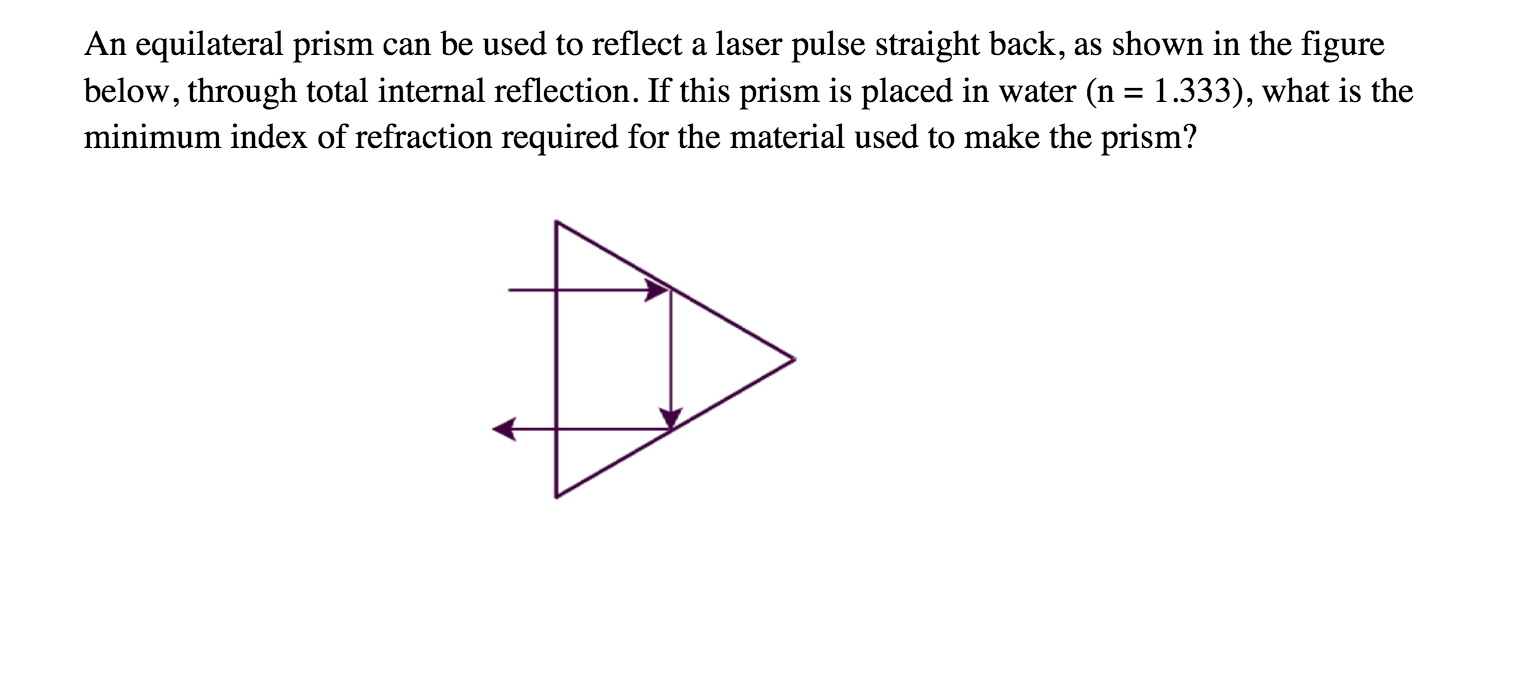 Solved An equilateral prism can be used to reflect a laser | Chegg.com