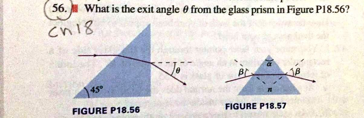 Solved What is the exit angle 0 from the glass prism in | Chegg.com
