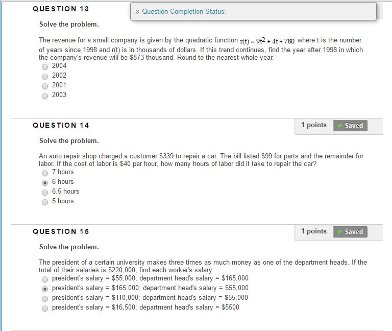 Solved Solve the problem. The revenue for a small company | Chegg.com
