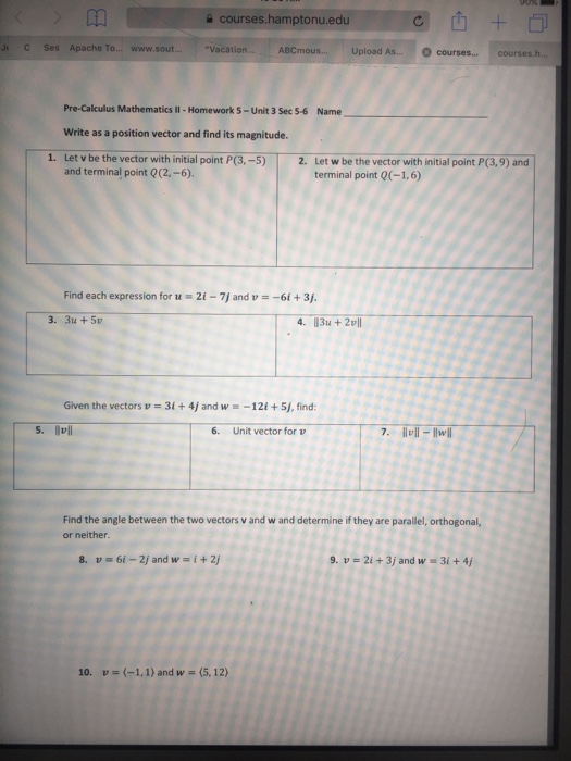 Solved Pre-Calculus Mathematics II - Homework S - Unit 3 Sec | Chegg.com