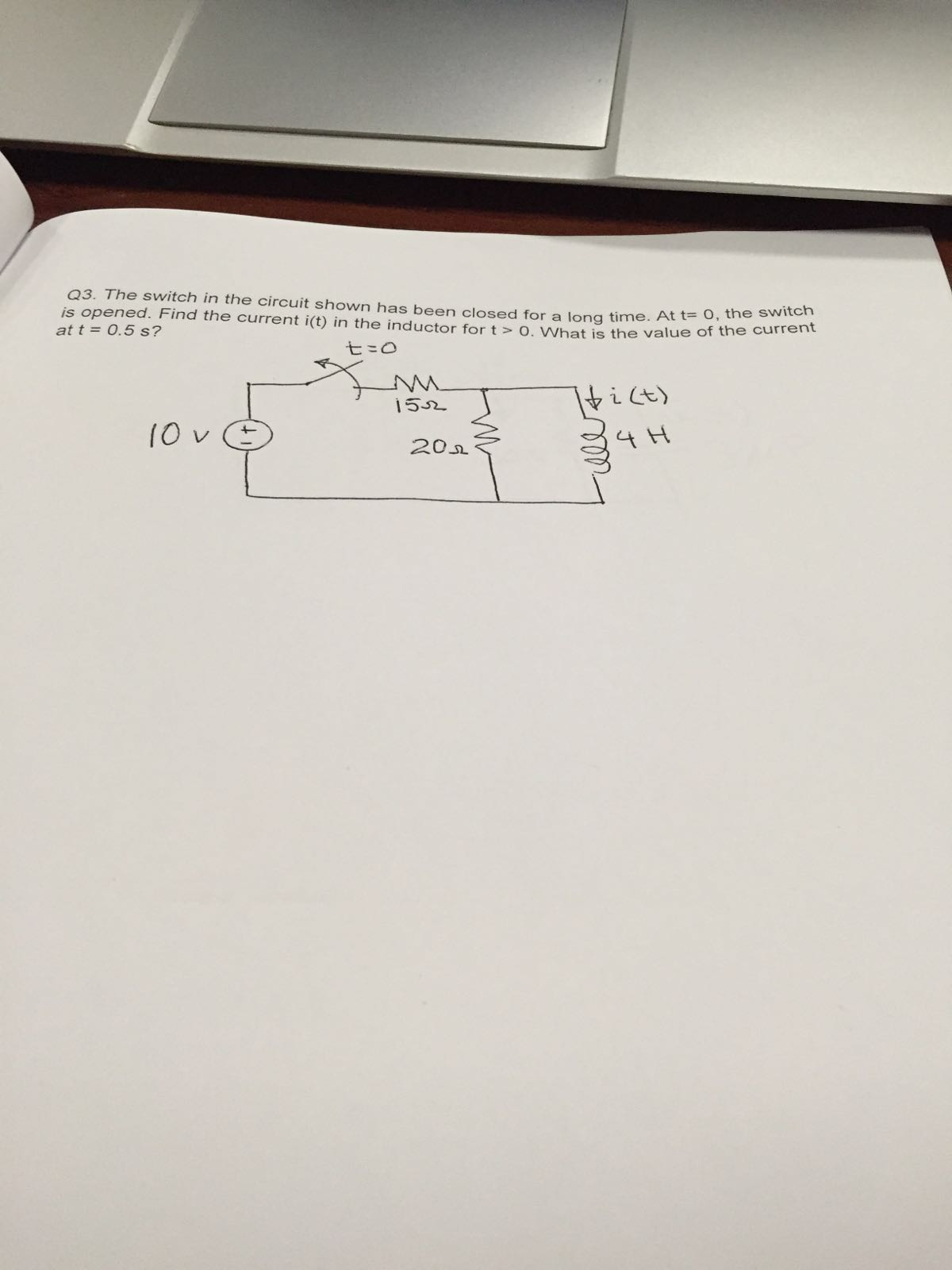 Solved The switch in the circuit shown has been closed for a | Chegg.com