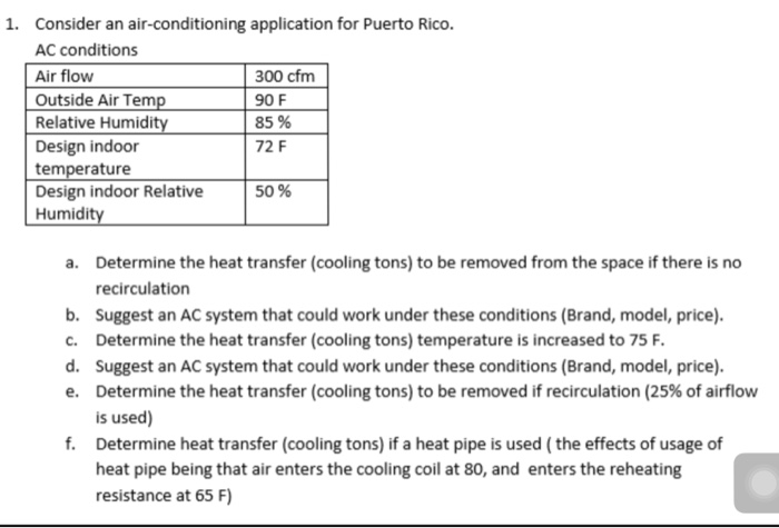 Solved Consider an air-conditioning application for Puerto | Chegg.com