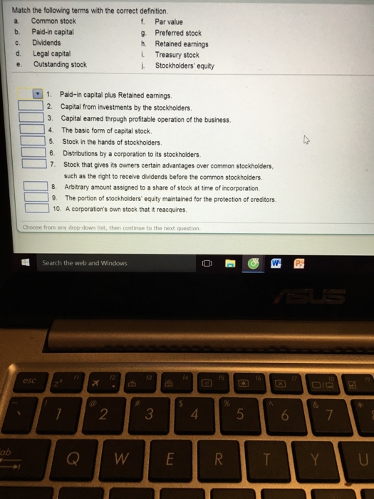 Solved Match the following terms with the correct | Chegg.com