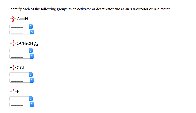 Solved Identify each of the following groups as an activator | Chegg.com
