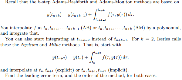 Solved This is a numerical analysis question about the | Chegg.com