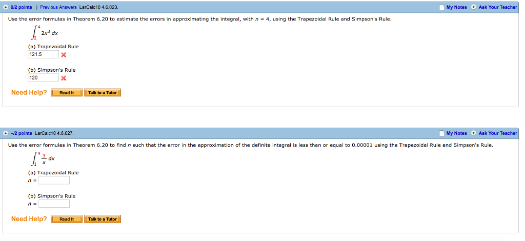 Solved Use the error formulas in Theorem 6.20 to estimate | Chegg.com