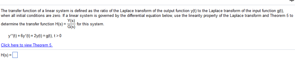 Solved The transfer function of a linear system is defined | Chegg.com