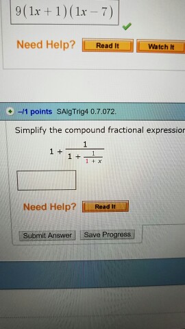 Solved Simplify the compound fractional expression 1 + 1/1 | Chegg.com