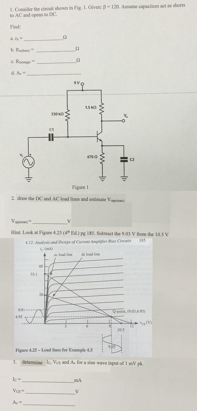 Solved Consider the circuit shown in Fig. 1. Given: beta = | Chegg.com