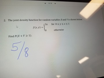 Solved The joint density function for random variables X and | Chegg.com