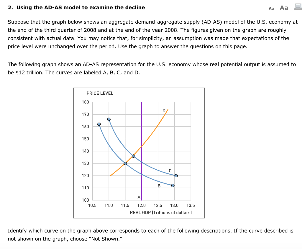 Solved 2. Using the AD-AS model to examine the decline Aa Aa | Chegg.com