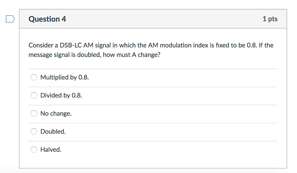 Solved Consider a DSB-LC AM signal in which the AM | Chegg.com