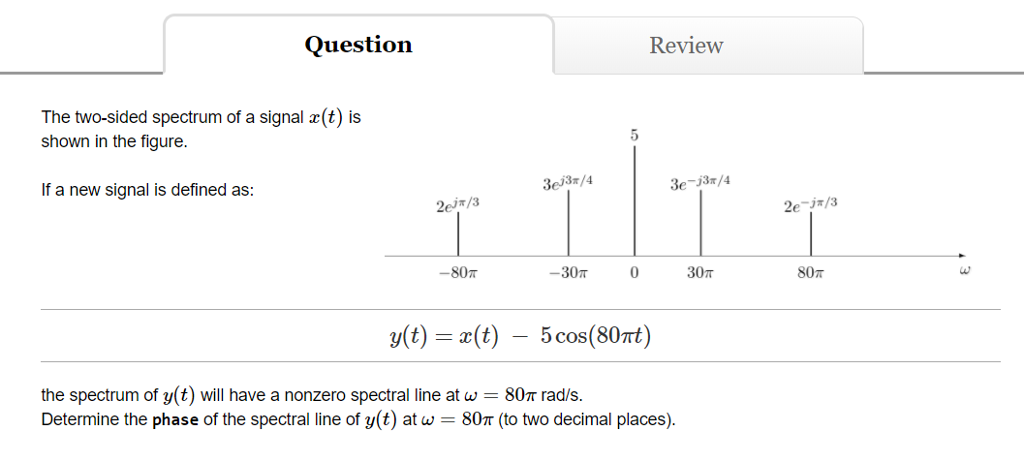 Solved Question Review The two-sided spectrum of a signal | Chegg.com