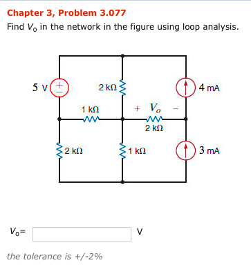 Solved Chapter 3, Problem 3.077 Find Vo in the network in | Chegg.com