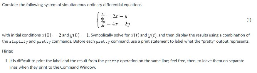 Solved Consider the following system of simultaneous | Chegg.com