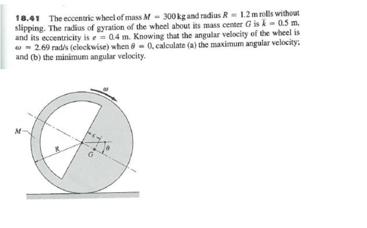 Solved The eccentric wheel of mass M = 300 kg and radius R = | Chegg.com