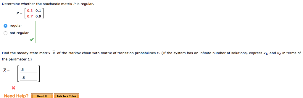 Solved Determine whether the stochastic matrix P is regular | Chegg.com